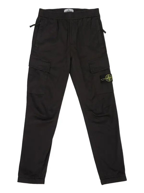 Stone Island Logo Patch Cargo Trousers - Black