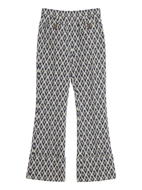 Valentino Garavani Monogram Jacquard Flare Trousers - Gray