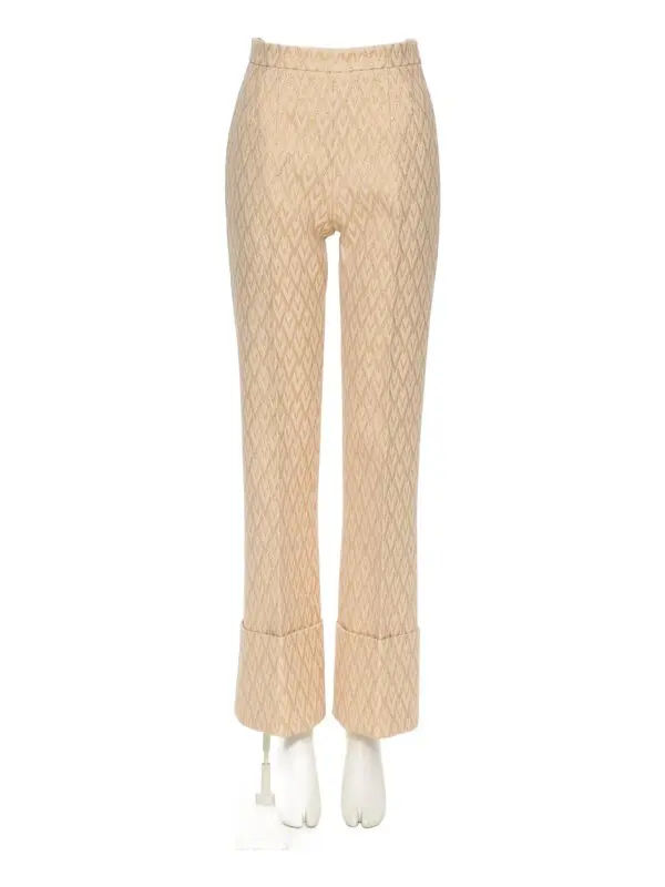 Valentino Garavani Lurex Jacquard Trousers With Cuffed Detail - Birch/gold