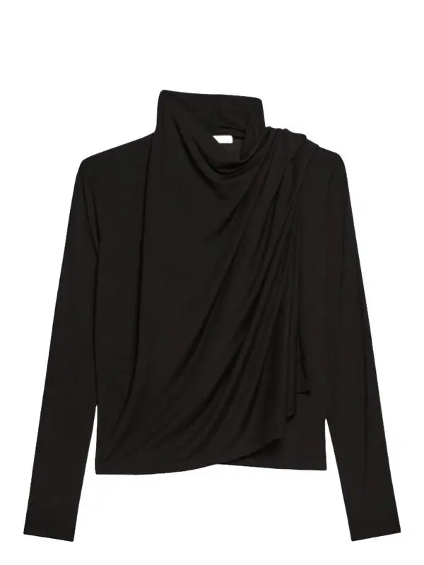 Helmut Lang Long Sleeve Scarf Detail Top - Black