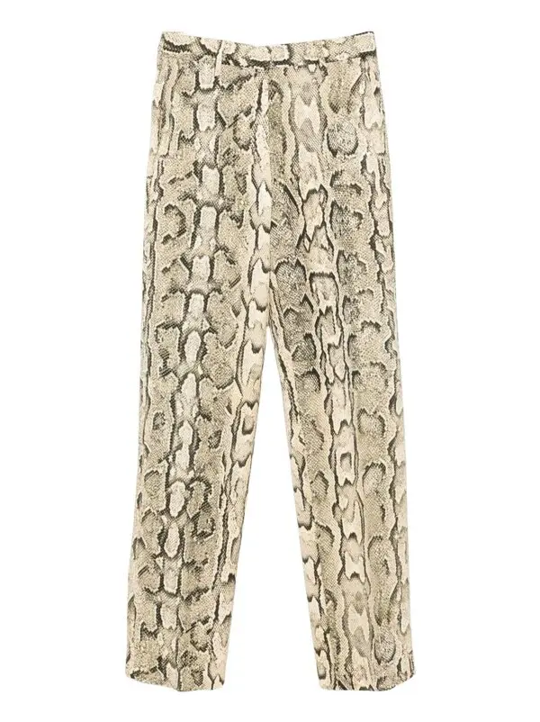 Dries Van Noten Snake Print High-rise Trousers - Neutrals