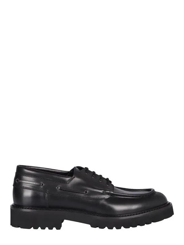 DOUCAL'S Smooth Leather Lace-up Derbies - Black