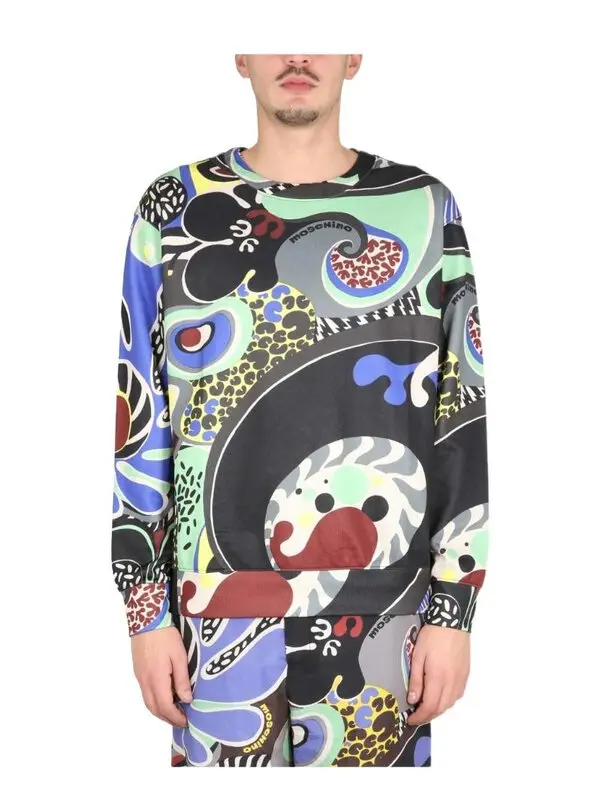 Moschino Printed Long Sleeve Sweater - Multicolor