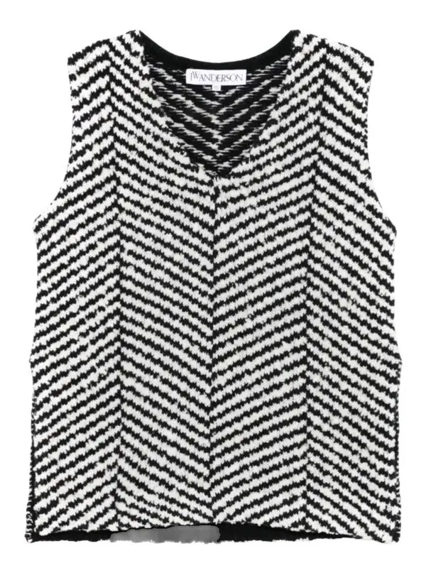 J.W.ANDERSON Chevron Knit V-neck Sleeveless Top - White/black