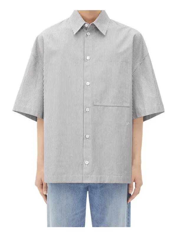 Bottega Veneta Bv Embroidered Striped Overshirt - Gray