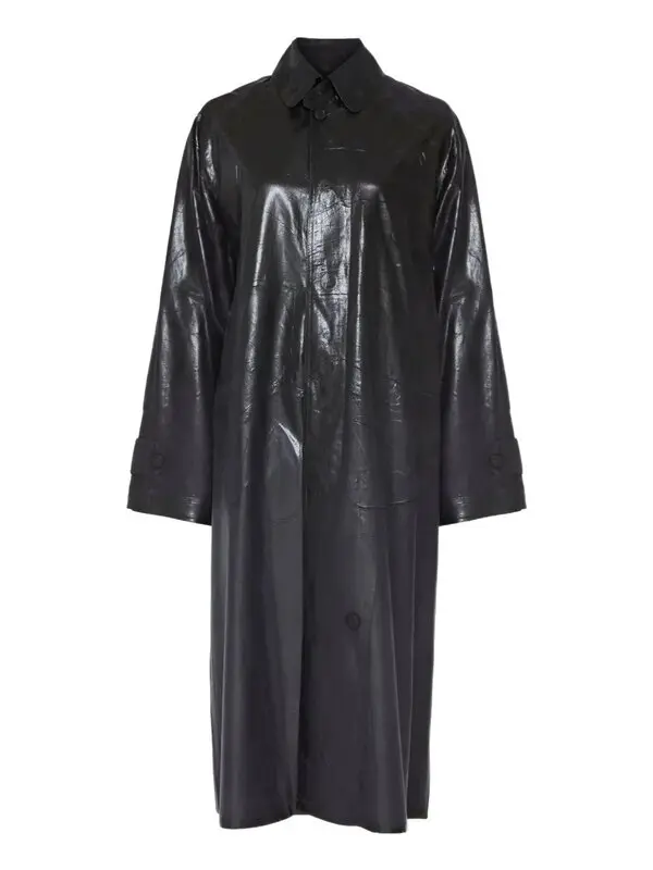 MAISON MARGIELA Long Sleeve Coated Trench Coat - Black