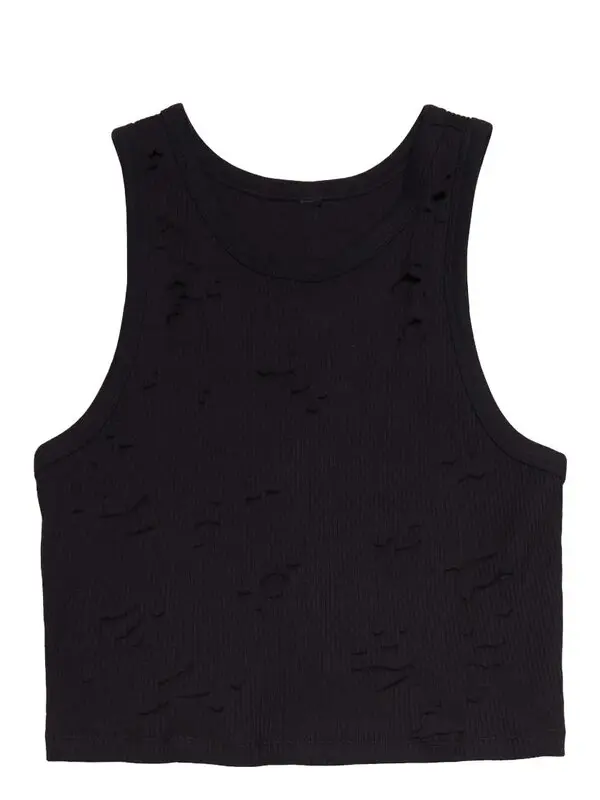 R13 Distressed Ribbed Tank Top - Black