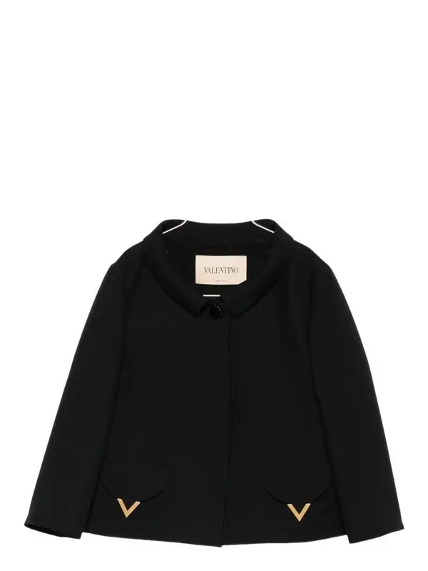 Valentino Garavani Logo Plaque Long Sleeved Jacket - Black