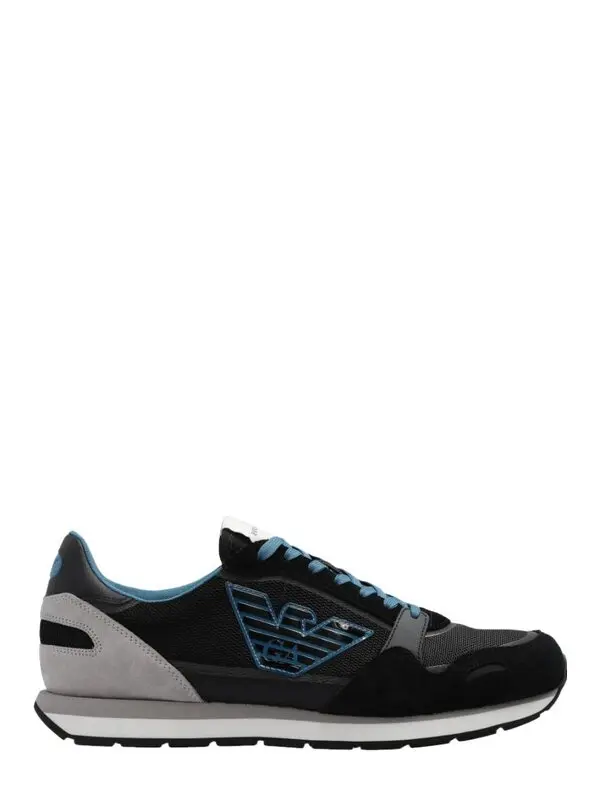 Emporio Armani Logo Patch Lace-up Sneakers - Black