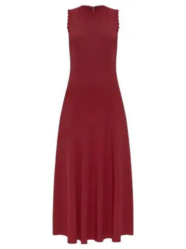 Ulla Johnson Scallop-trim Sleeveless Midi Dress - Red