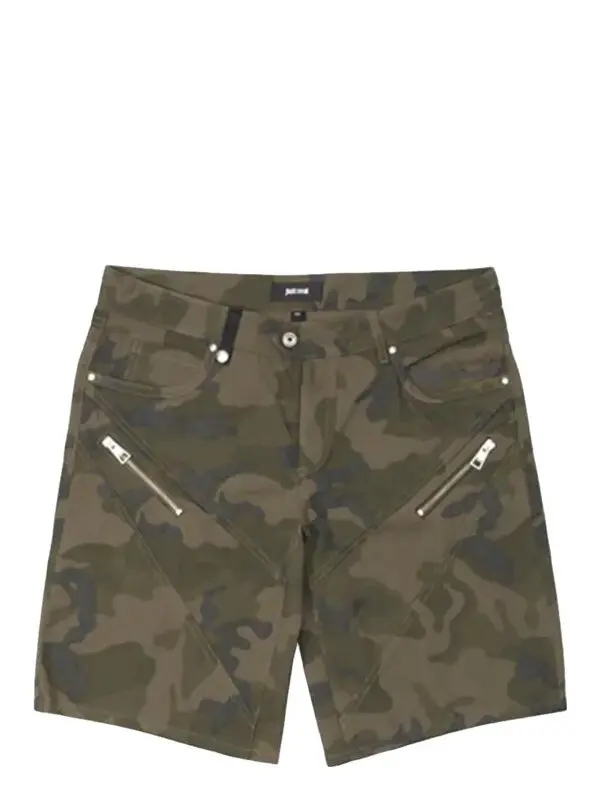 Just Cavalli Camouflage Moto Shorts - Green