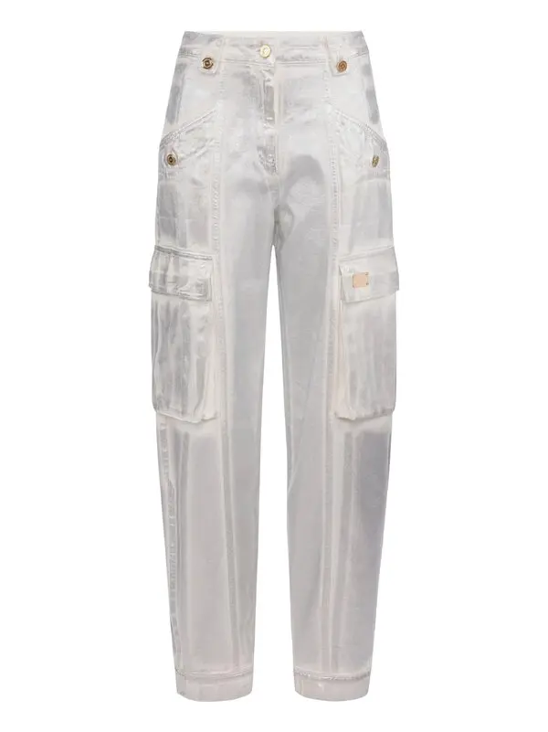 Elisabetta Franchi Wide Leg Cargo Jeans - Gray
