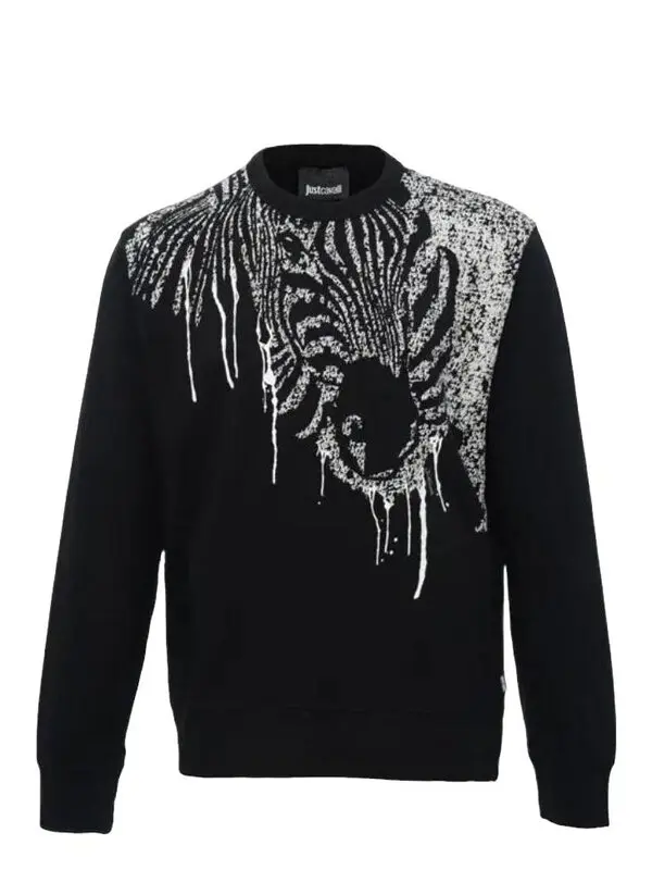 Just Cavalli Graphic Print Crewneck Sweatshirt - Black