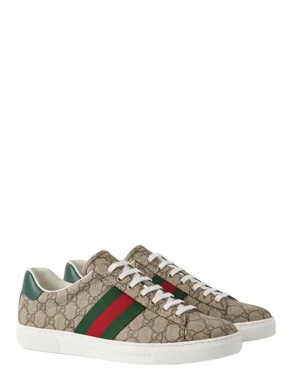 Gucci Ace Low-top Sneakers With Gg Supreme Canvas - White