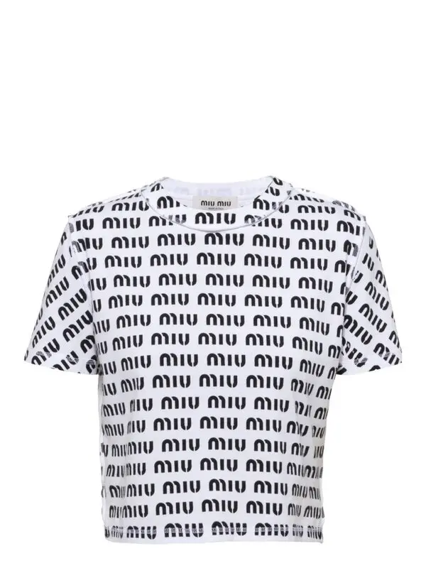 Miu Miu Printed Cotton T-shirt - White