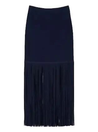 TWINSET High-waist Fringed Maxi Skirt - Black