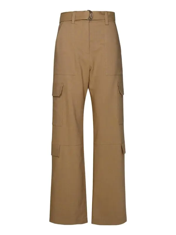 MSGM Belted High-waist Palazzo Cargo Pants - Brown