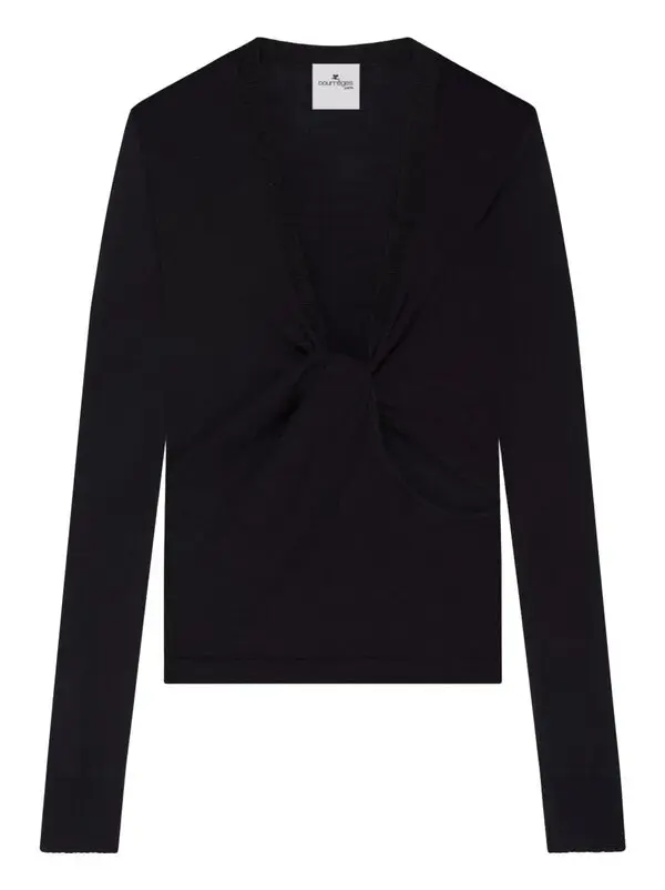 COURREGES Draped Twist Knit Sweater - Black