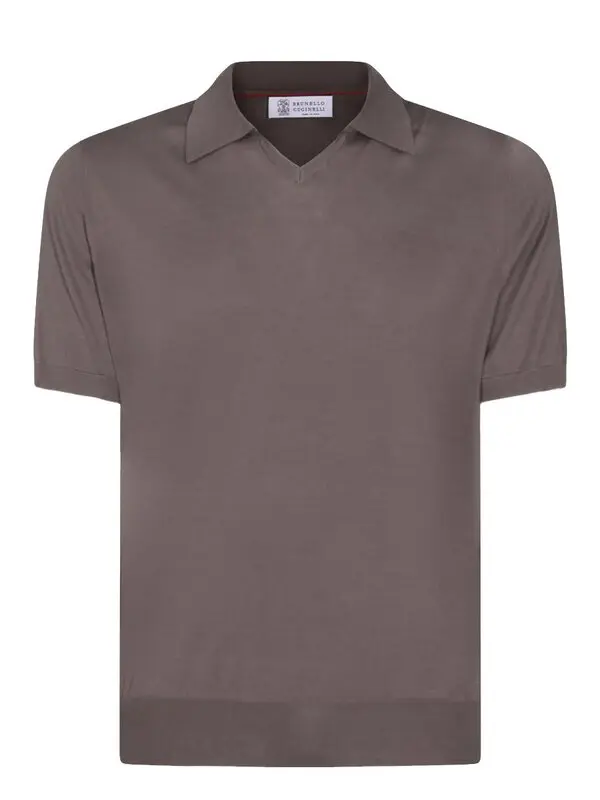 Brunello Cucinelli Short-sleeved Fine-knitted Polo Shirt - Gray