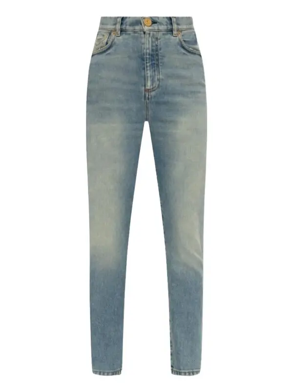 Balmain Vintage Effect Straight Leg Jeans - Gray