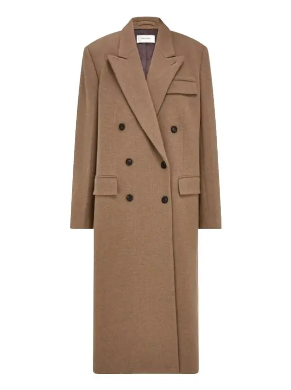 FERRAGAMO Long Sleeved Double-breasted Coat - Mixed Sand Color