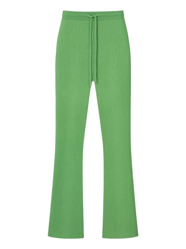Nanushka Cornelie Ribbed-knit Flared Trousers - Green