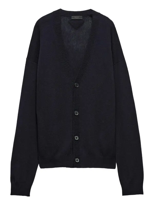 Prada V-neck Cardigan - Navy