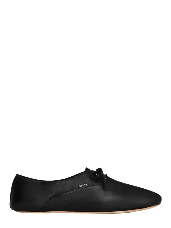 Celine Lambskin Lace-up Ballet Flats - Black