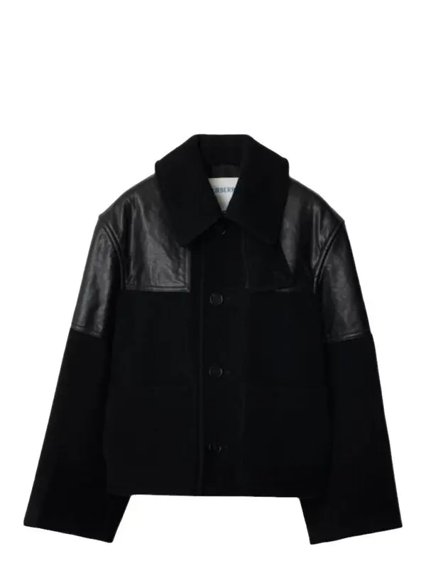 Burberry Panelled Leather-wool Jacket - Black