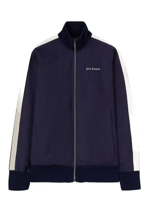 Palm Angels Logo Embroidered Zipped Track Jacket - Black