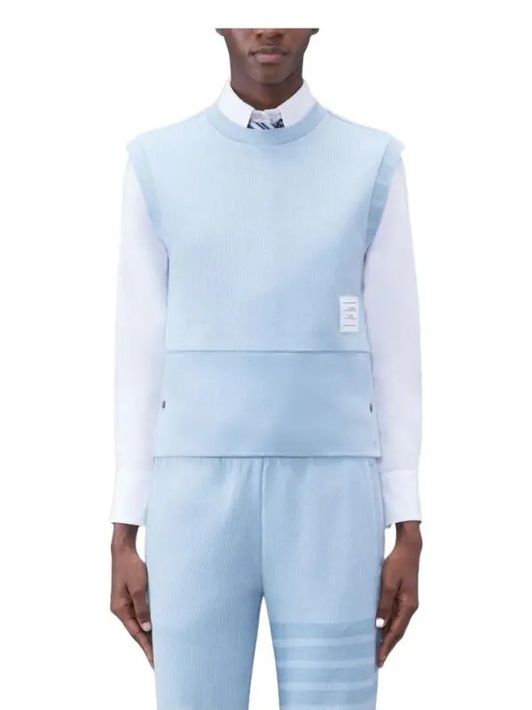 Thom Browne Double Face Knit 4-bar Shell Top - Light Blue
