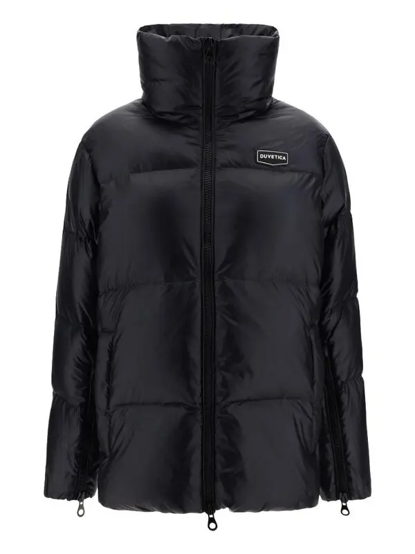 Duvetica Hooded Quilted Jacket With High Collar - Black
