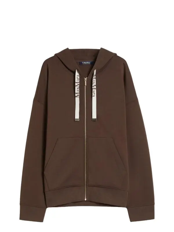 Max Mara Jour Zip-up Drawstring Hoodie - Chocolate-colored