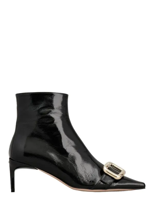 ROGER VIVIER Viv' Canard Buckled Ankle Boots - Black