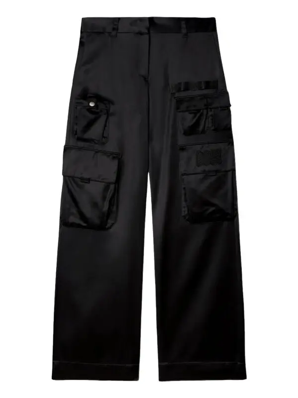 Off-White Wide Leg Cargo Pants With Logo Embellishment - Black