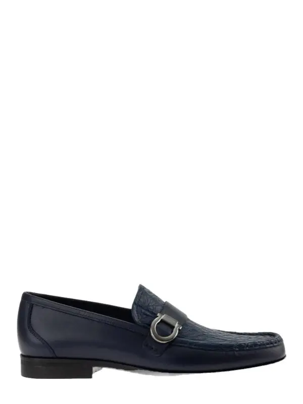 FERRAGAMO Gancini Ornament Loafer - Navy Blue