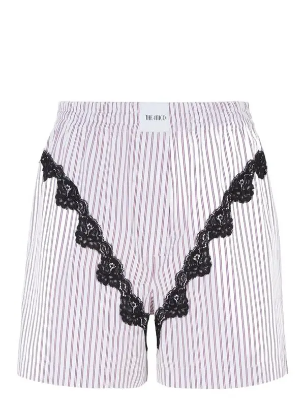 Attico Striped Lace Shorts - White/purple