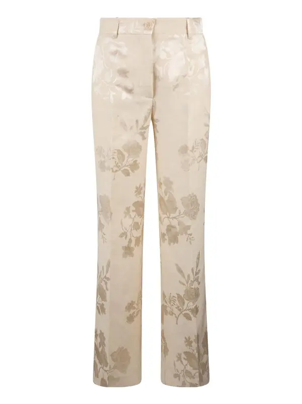 P.a.r.o.s.h Raisa Tailored Pants With Floral Motif - Burro