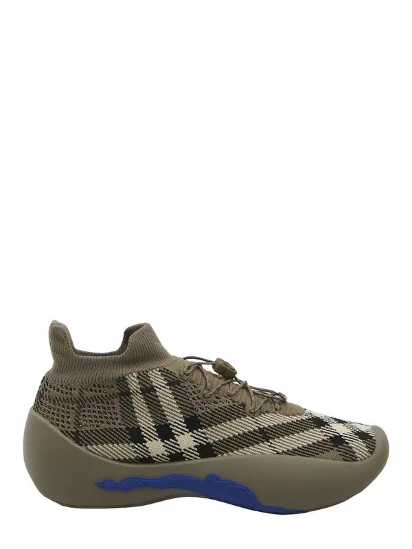 Burberry Checked Knit Sneakers - Brown