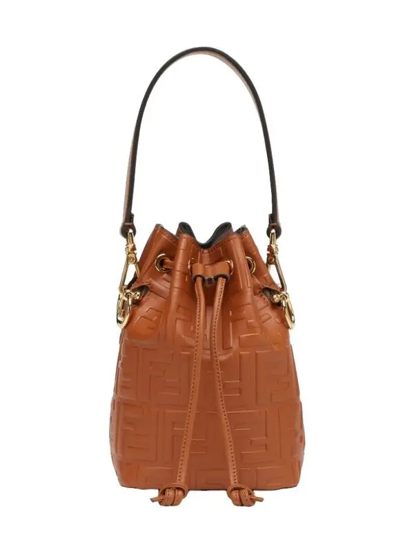 Fendi Ff Motif Leather Mini Bucket Bag - Brown