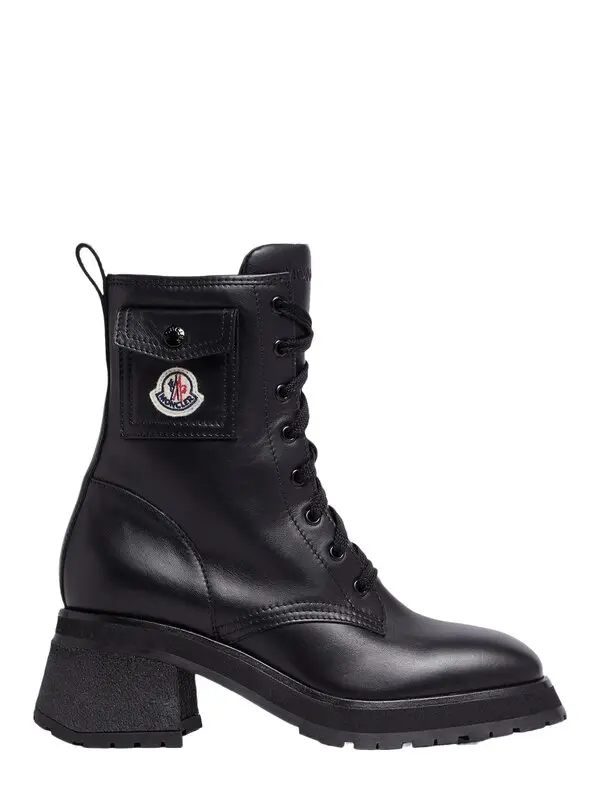 Moncler Gigi Lace Up Combat Boots - Black