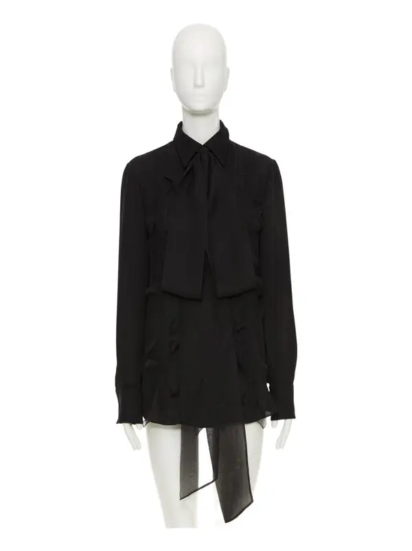 Valentino Garavani Pussy-bow Long-sleeved Shirt - Black