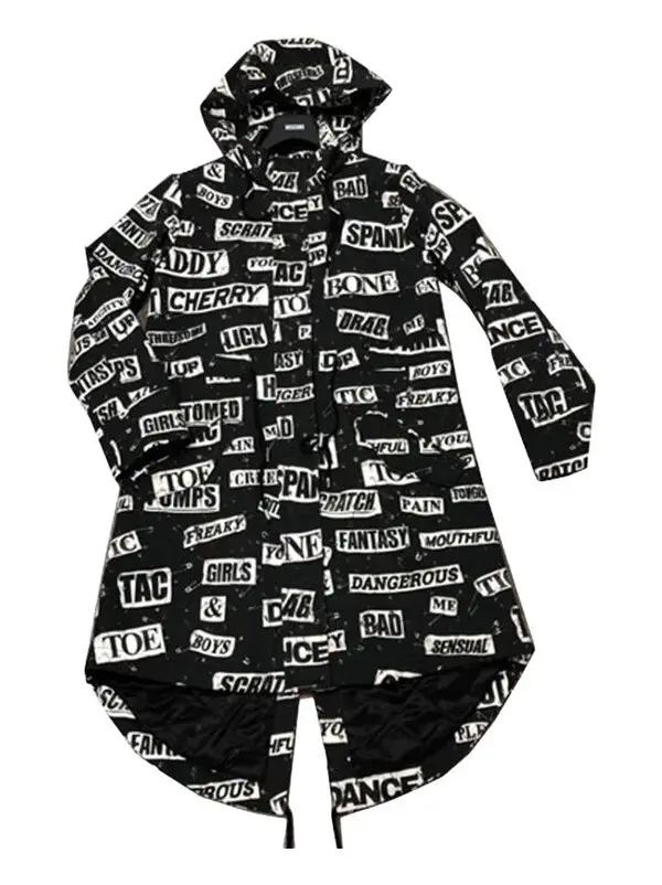 Moschino Letter Printed Hooded Casual Jacket - Black