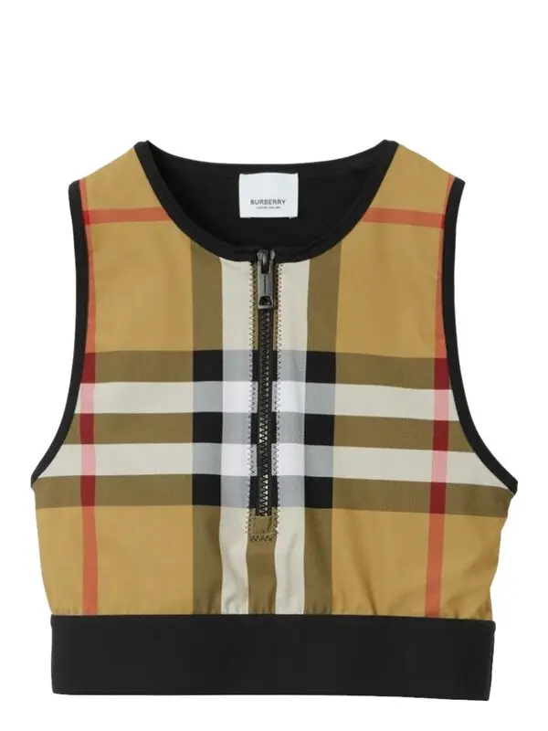Burberry Vintage Check Zip-up Crop Top - Multicolor