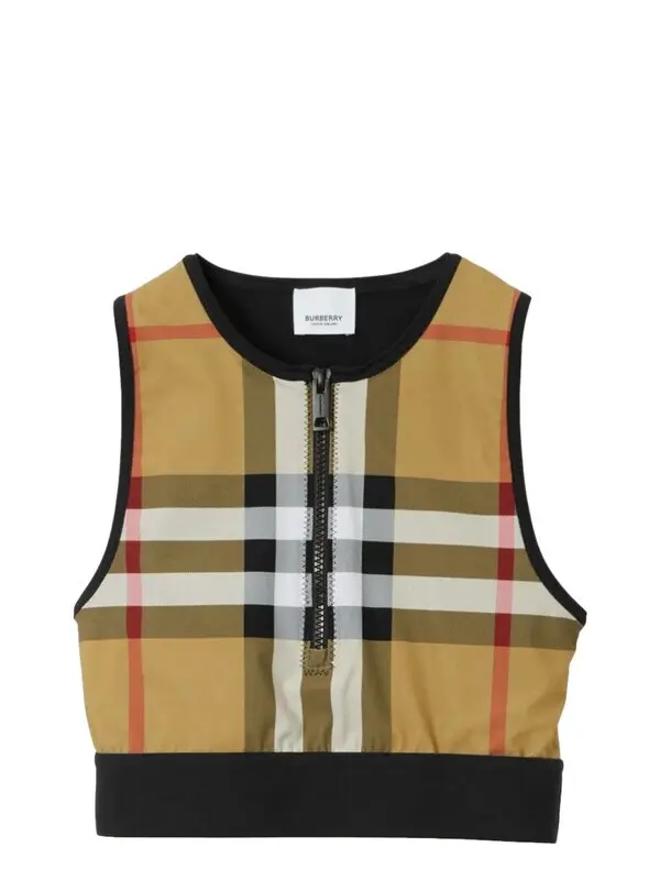 Burberry Vintage Check Zip-up Crop Top - Multicolor