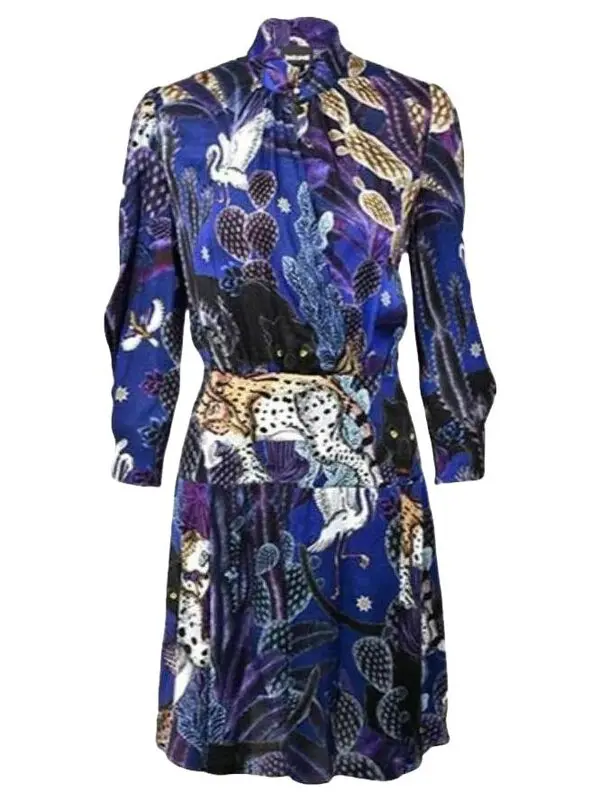 Just Cavalli Printed Long-sleeved Dress - Blue