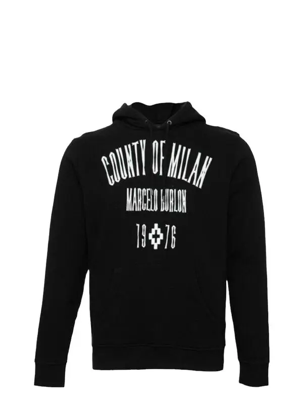 MARCELO BURLON COUNTY OF MILAN Logo Printed Hooded Sweater - Black
