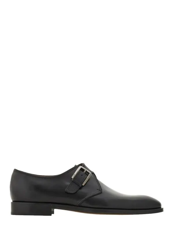FERRAGAMO Single Monk Strap Shoe - Black
