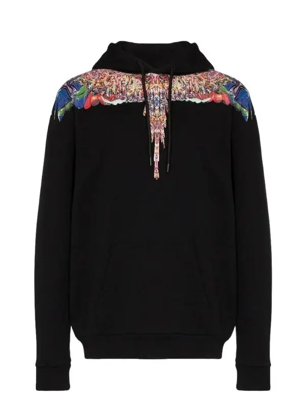 MARCELO BURLON COUNTY OF MILAN Wing Printed Hooded Sweater - Black