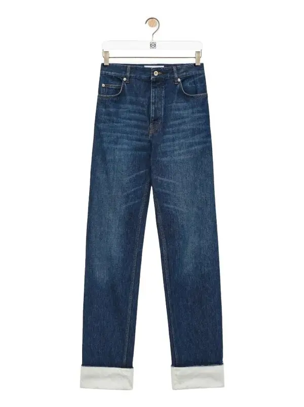 Loewe Straight Leg Turn-up Hem Jeans - Blue